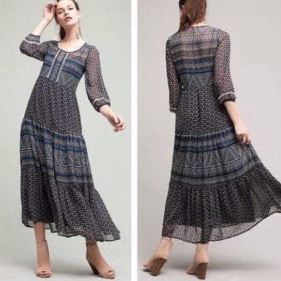 Anthropologie | Dresses | Floreat New Geometry Tiered Maxi Dress | Poshmark
